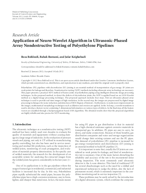 (PDF) Application of Neuro-Wavelet Algorithm in Ultrasonic-Phased Array ...