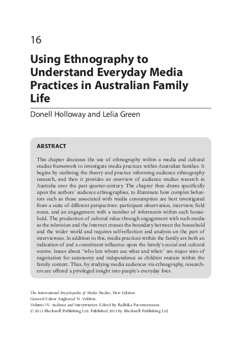 (PDF) Using Ethnography to Understand Everyday Media Practices in ...