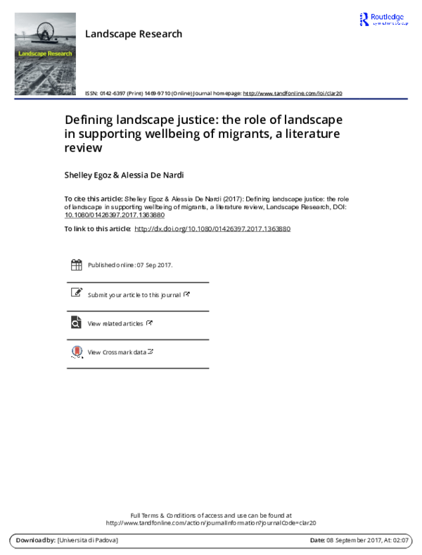(PDF) Defining landscape justice: the role of landscape in supporting ...