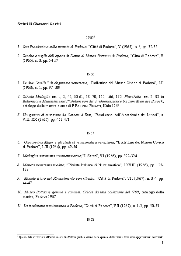 (DOC) Scritti di Giovanni Gorini