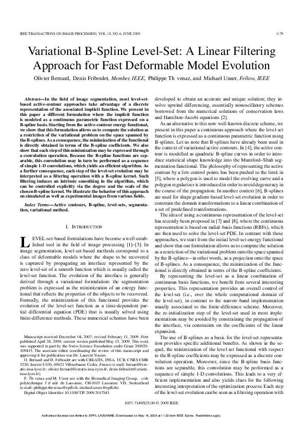 (PDF) Variational B-spline level-set: a linear filtering approach for fast deformable model ...