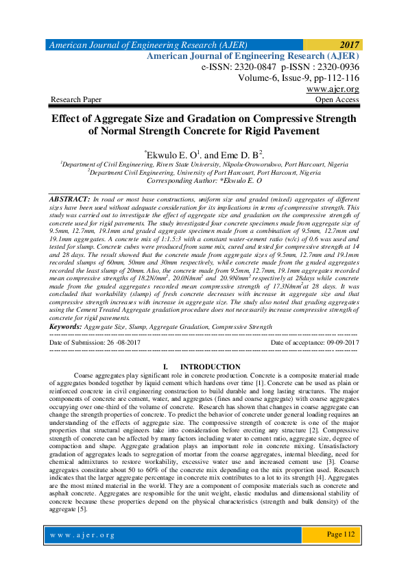 Pdf Effect Of Aggregate Size And Gradation On Compressive Strength Of Normal Strength Concrete