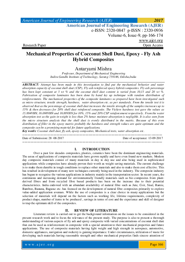 (PDF) Mechanical Properties of Cocconut Shell Dust, Epoxy -Fly Ash ...