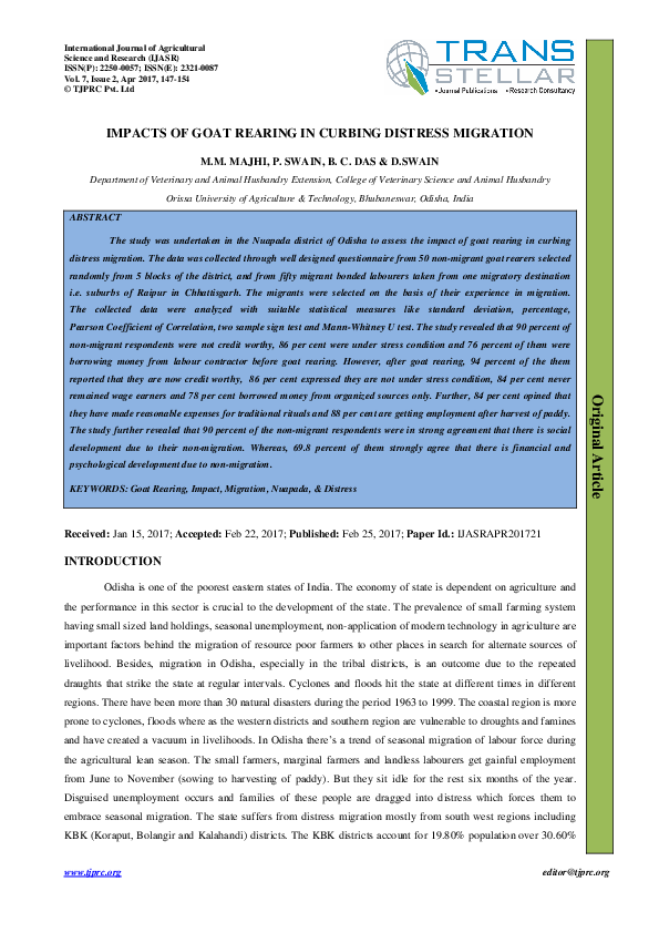 (PDF) IMPACTS OF GOAT REARING IN CURBING DISTRESS MIGRATION