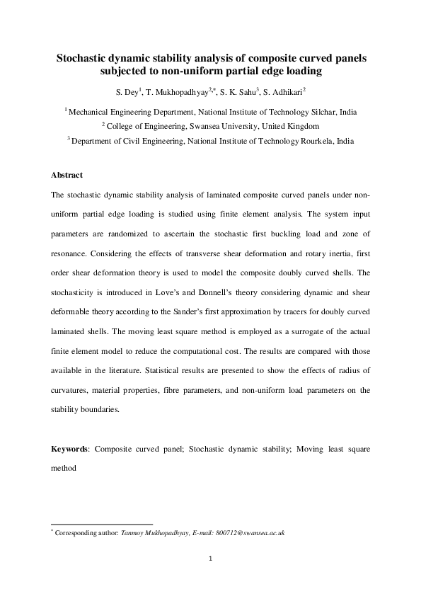 (PDF) Stochastic Dynamics of Composite Curved Panels under Loading