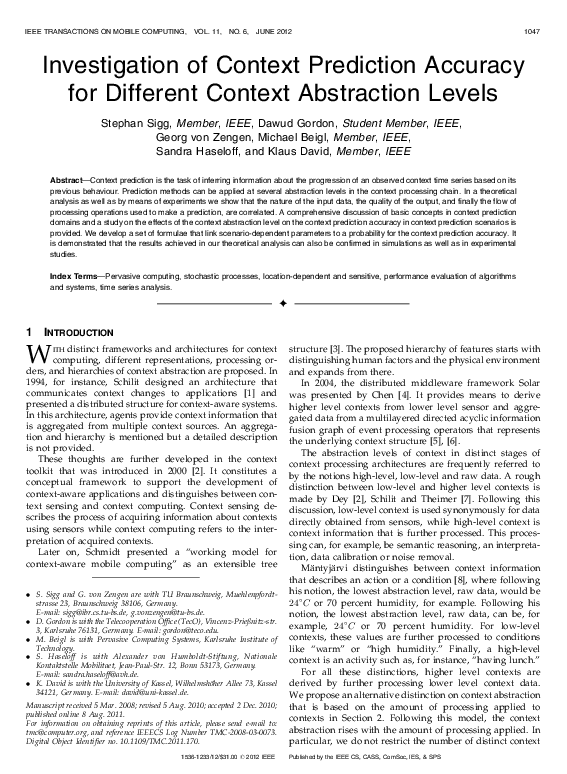 (PDF) Investigation of Context Prediction Accuracy for Different ...