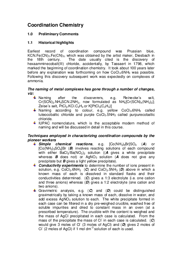 (PDF) Coordination Chemistry