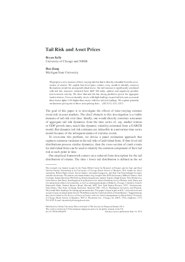 (PDF) Tail Risk and Asset Prices