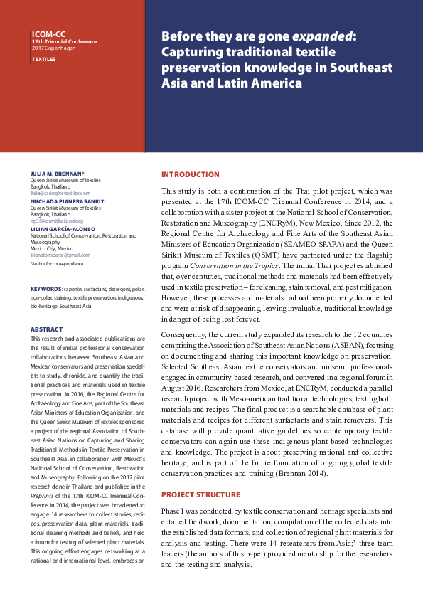 (PDF) Before they are gone expanded: Capturing traditional textile ...