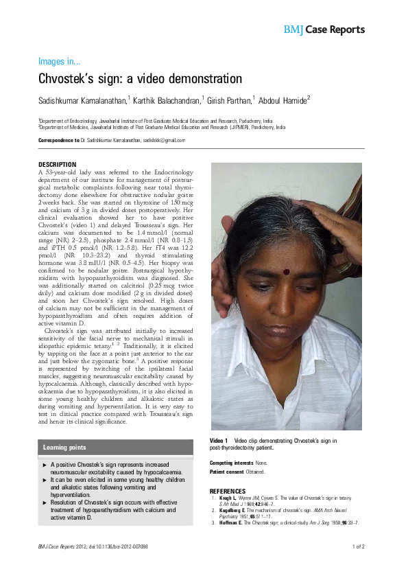 (PDF) Chvostek's sign: a video demonstration
