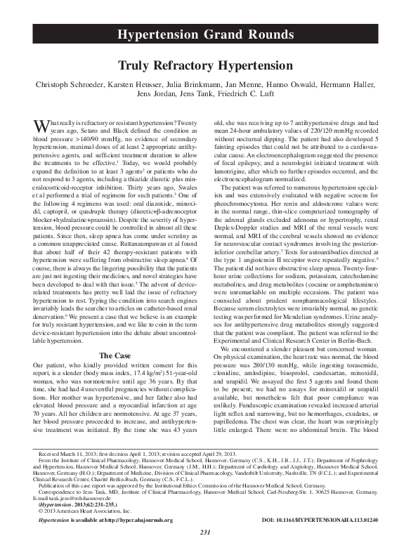 (PDF) Truly Refractory Hypertension Hypertension Grand Rounds