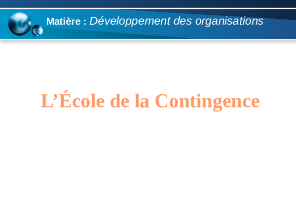 (PDF) L'École de la Contingence