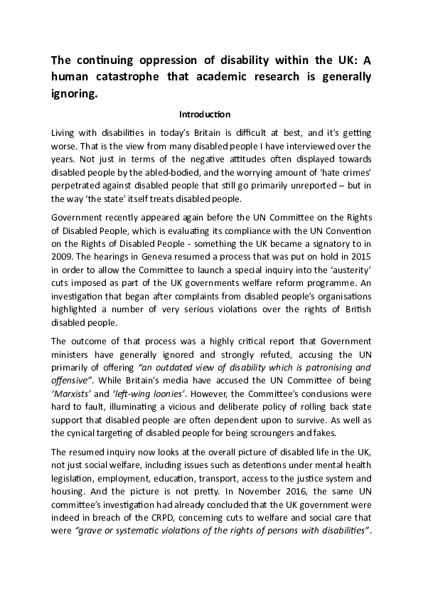 (DOC) The continuing oppression of disability within the UK.docx