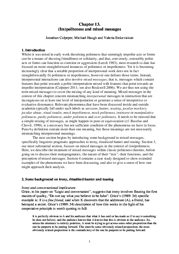 (PDF) (Im)politeness and mixed messages