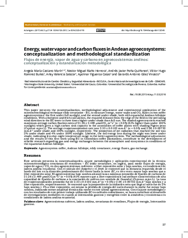 (PDF) Energy, water vapor and carbon fluxes in Andean agroecosystems: conceptualization and ...