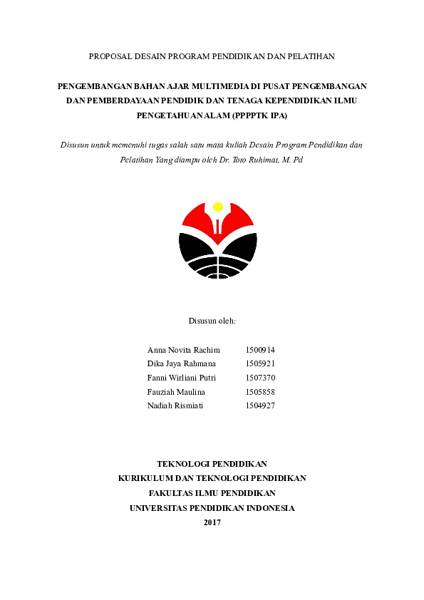 (DOC) PROPOSAL DESAIN PROGRAM PENDIDIKAN DAN PELATIHAN