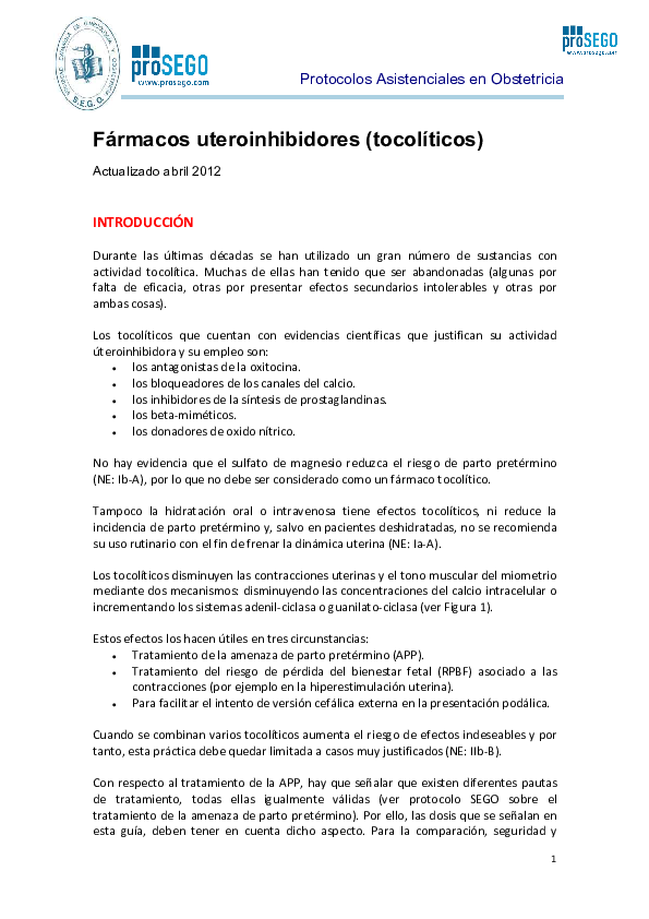(PDF) Fármacos uteroinhibidores (tocolíticos