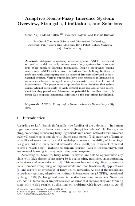 (PDF) Adaptive Neuro-Fuzzy Inference System: Overview, Strengths ... (PDF) Adaptive Neuro-Fuzzy Inference System: Overview, Strengths ...
