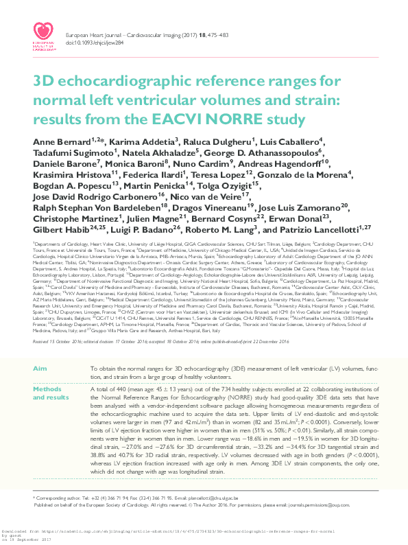 (PDF) 3D echocardiographic reference ranges for normal left ventricular ...