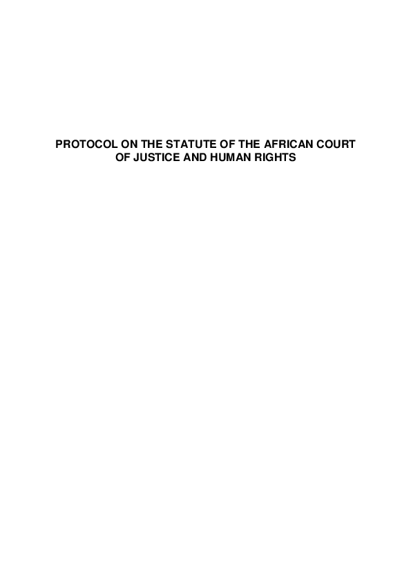 Pdf Protocol On The Statute Of The African Court Of Justice And Human