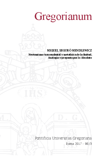 (PDF) Neotomismo trascendental y metafísica de la finitud. Analogía y ...
