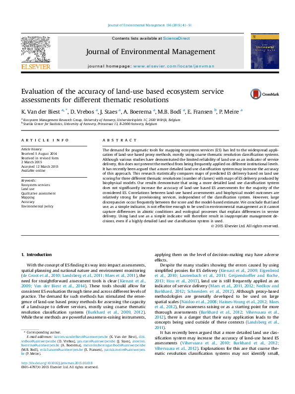 (PDF) Evaluation of the accuracy of land-use based ecosystem service ...
