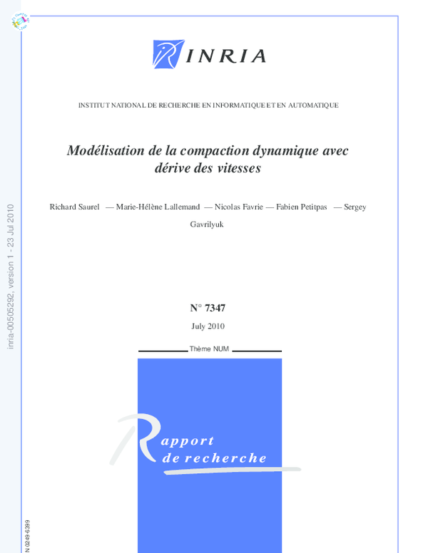 (PDF) Modélisation de la compaction dynamique avec dérive des vitesses