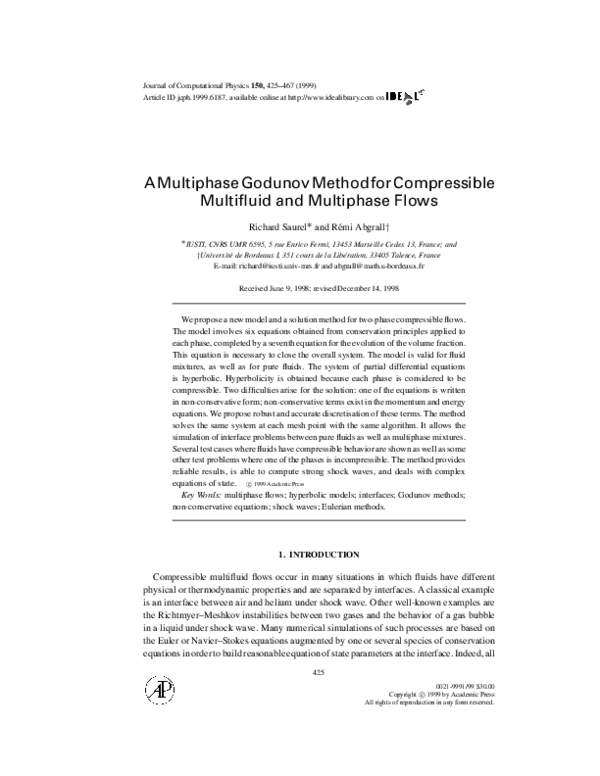 (PDF) A multiphase Godunov method for compressible multifiuid and multiphase flows