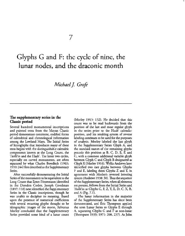 (PDF) Glyphs G and F: the cycle of nine, the lunar nodes, and the ...
