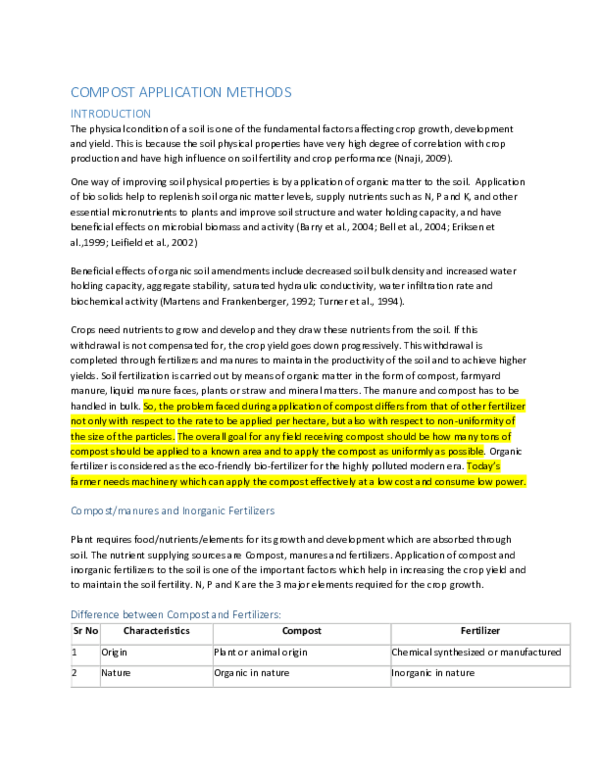 (DOC) COMPOST APPLICATION METHODS