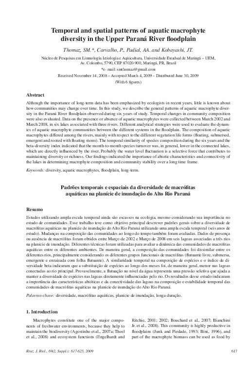 Pdf Temporal And Spatial Patterns Of Aquatic Macrophyte Diversity In