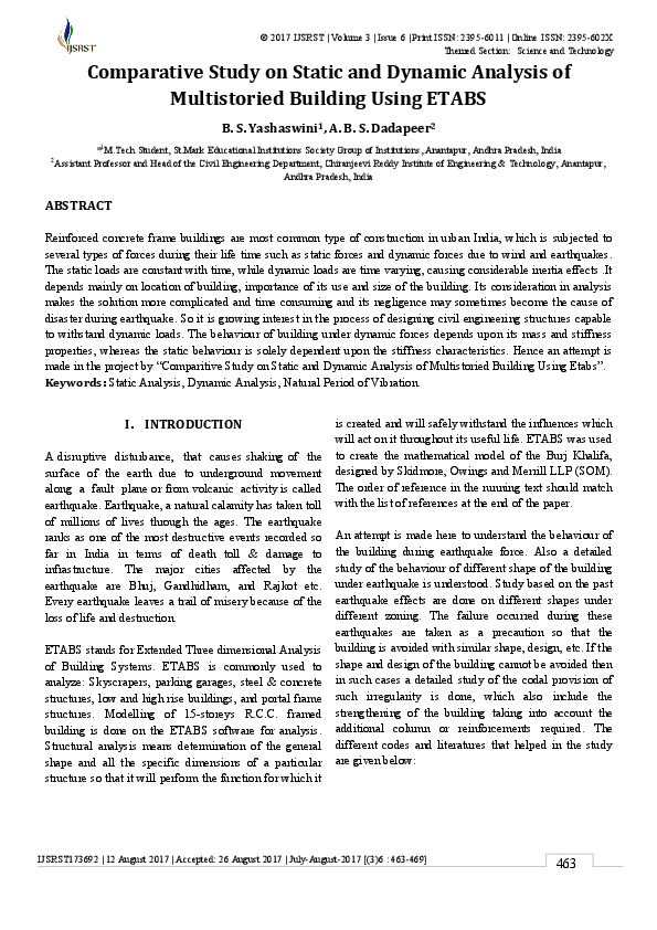 (PDF) Comparative Study on Static and Dynamic Analysis of Multistoried ...