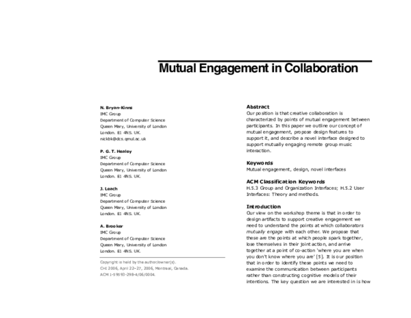 (PDF) Mutual Engagement in Collaboration