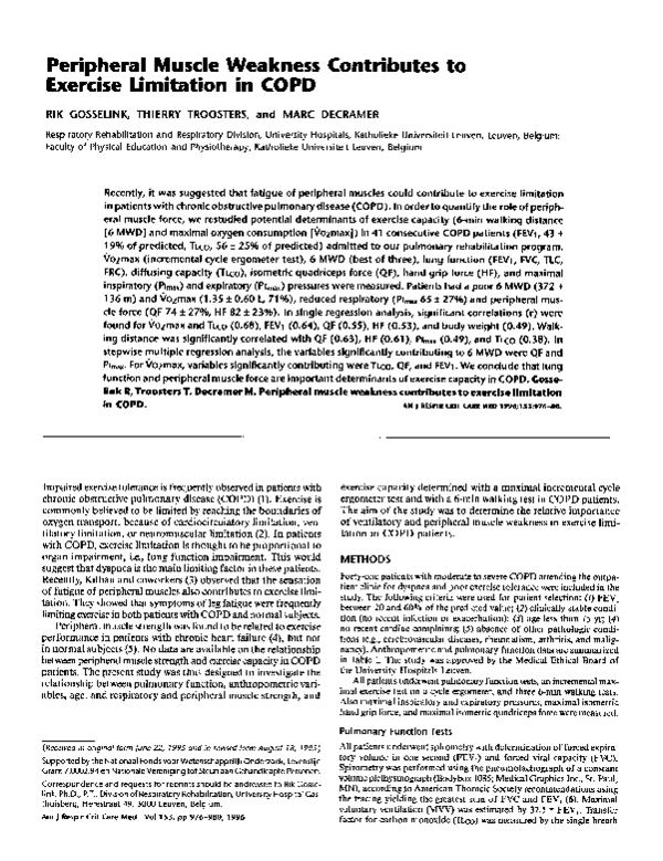 (PDF) Peripheral muscle weakness contributes to exercise limitation in COPD