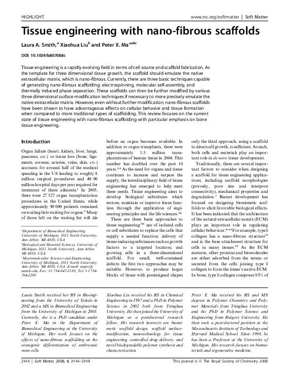 (PDF) Nano-fibrous scaffolds for tissue engineering