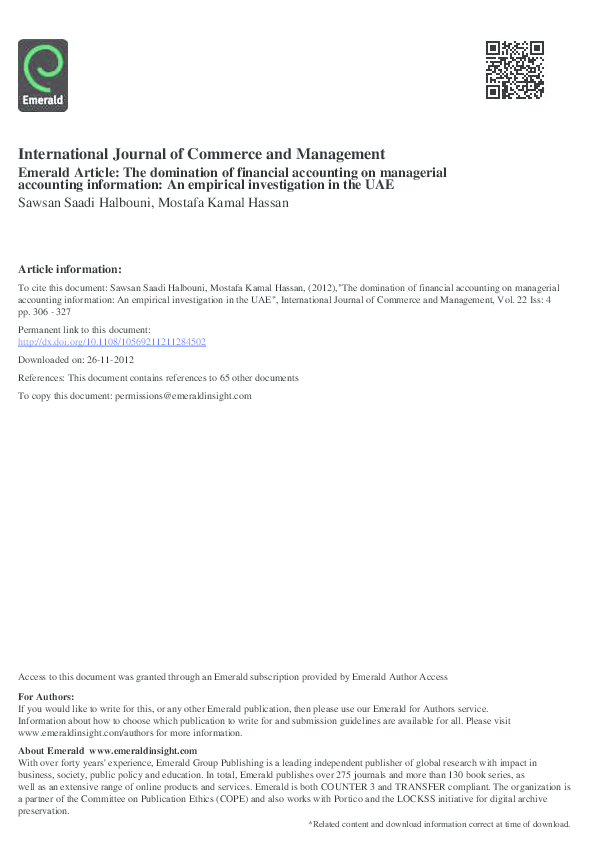 (PDF) International Journal of Commerce and Management Emerald Article ...