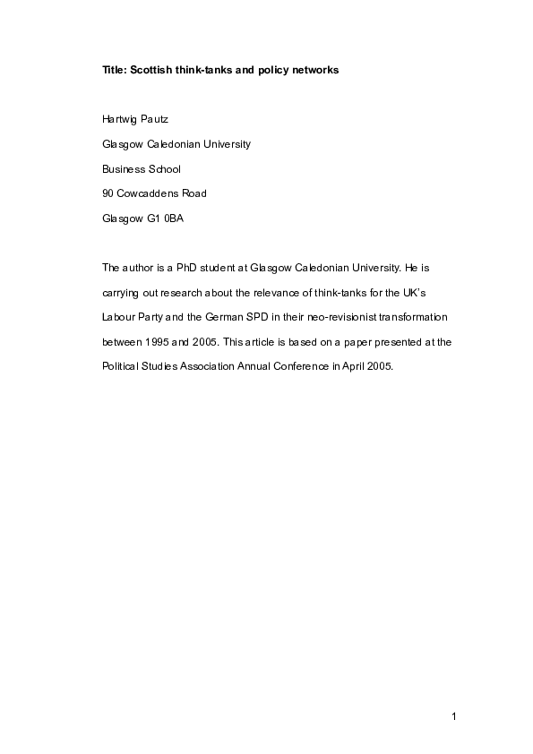 (DOC) Think-Tanks in Scotland