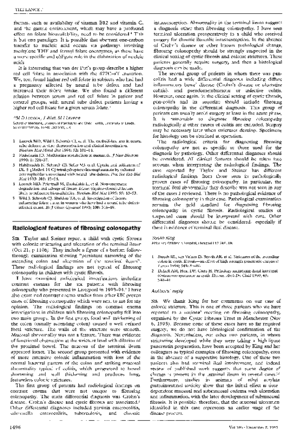 (PDF) Radiological features of fibrosing colonopathy