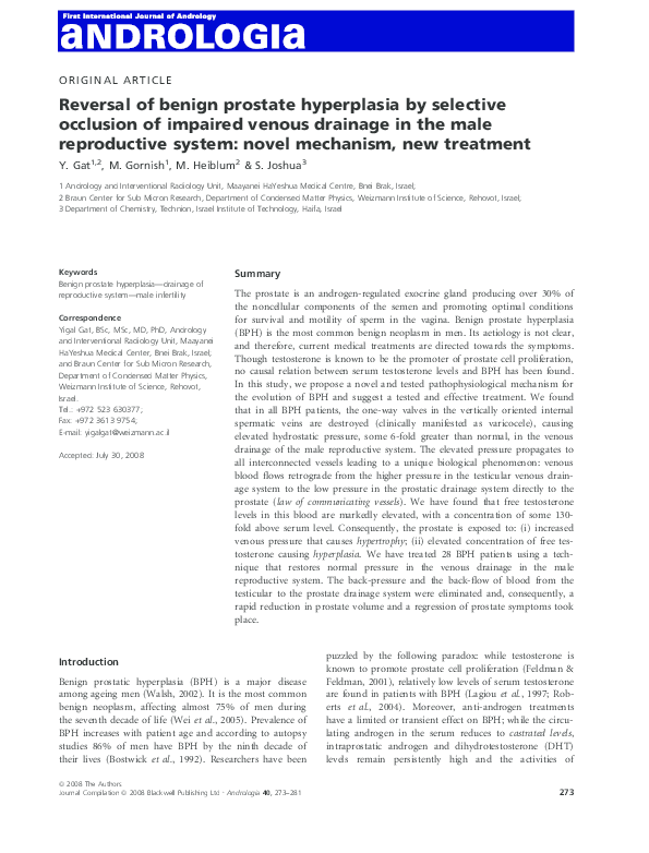 (PDF) Reversal of benign prostate hyperplasia by selective occlusion of ...