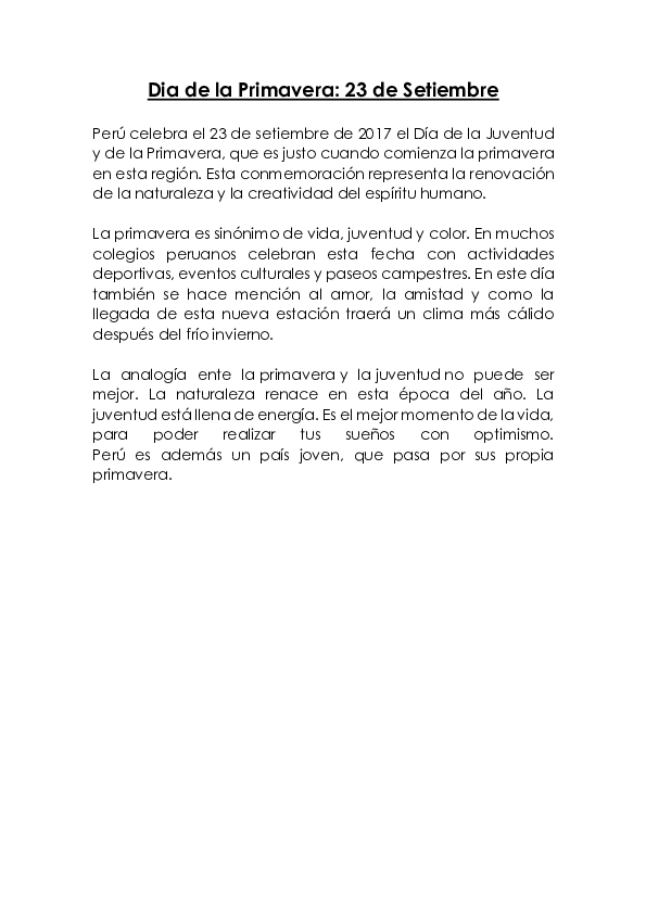 (DOC) Dia de la Primavera: 23 de Setiembre