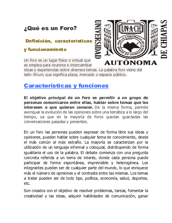 (DOC) ¿Qué es un Foro?