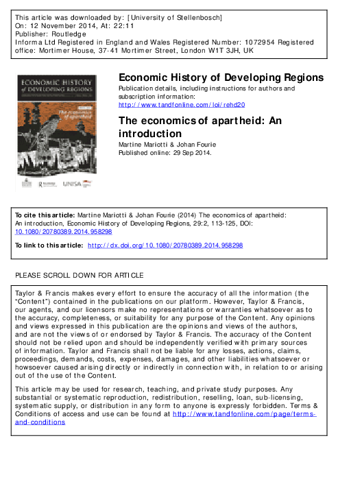 (PDF) The economics of apartheid: An introduction