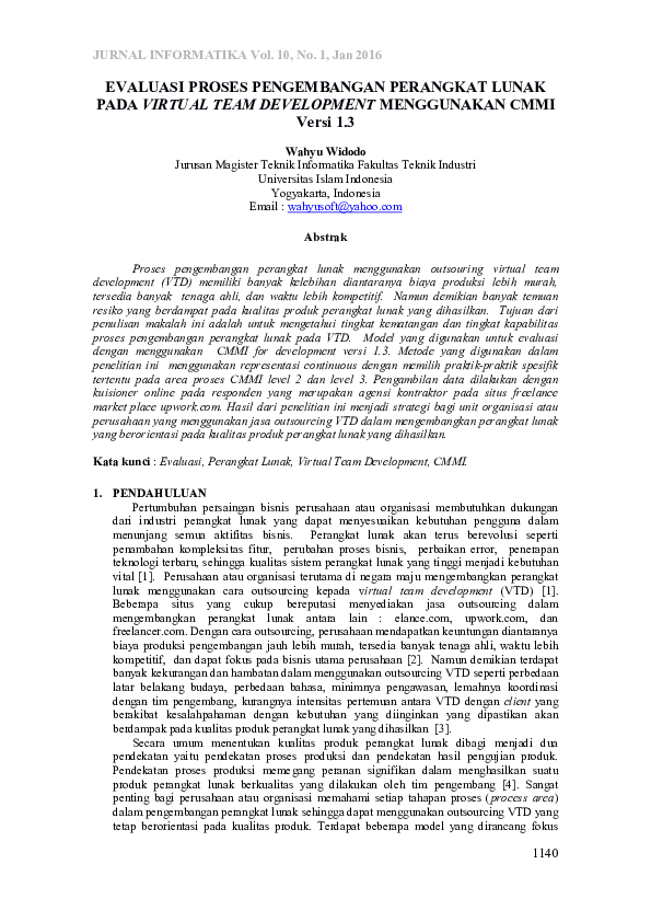 (PDF) Wahyu Widodo Evaluasi Proses Pengembangan Perangkat Lunak Pada Virtual Development Team ...