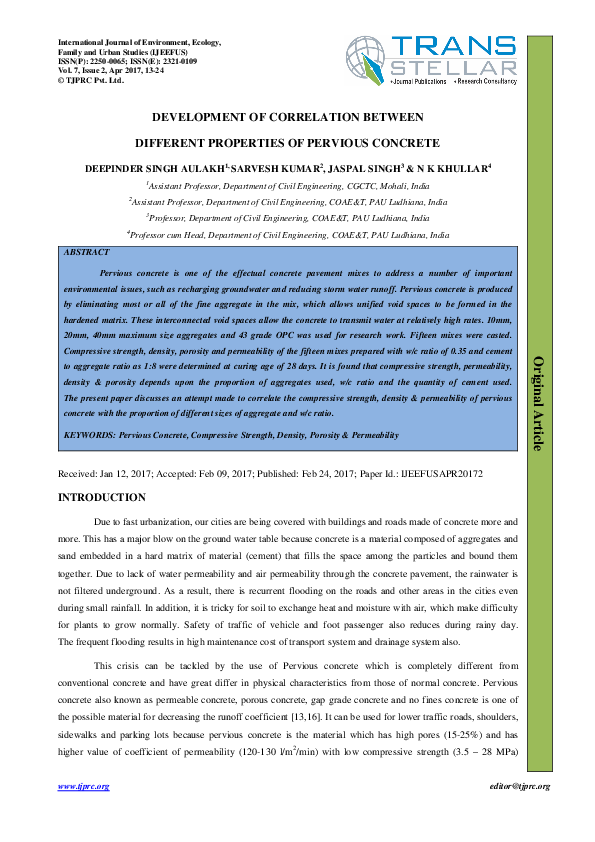Pdf Development Of Correlation Between Different Properties Of