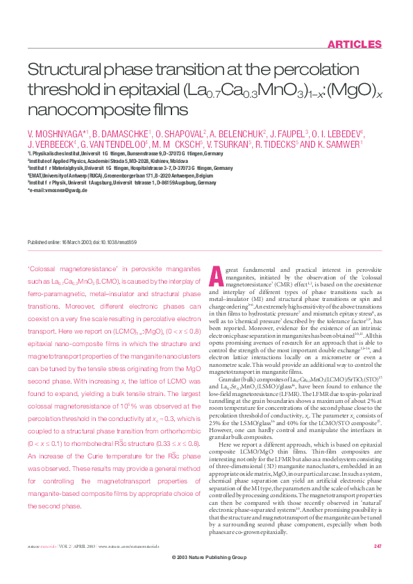 (PDF) Transition from a double exchange ferromagnetic metal to hysteretic insulator mimicking ...