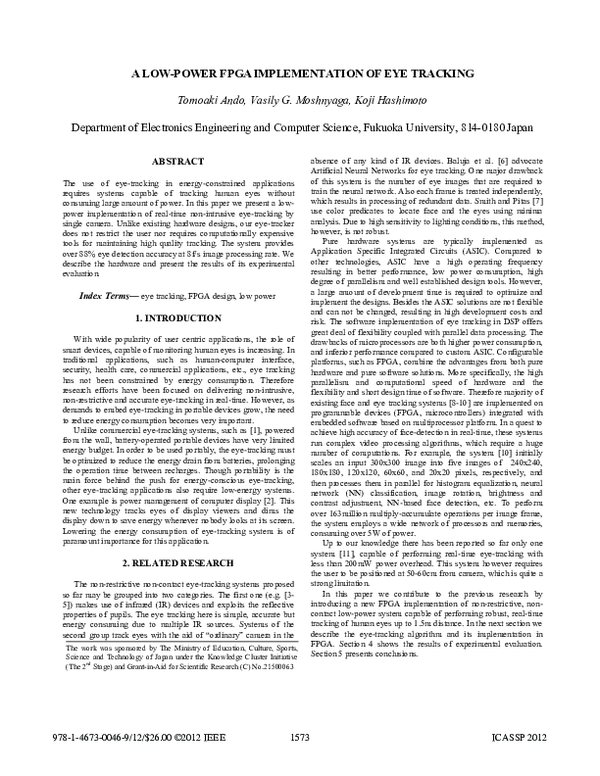 Pdf A Low Power Fpga Implementation Of Eye Tracking 