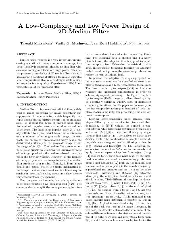 Pdf A Low Complexity Noise Removal Technique And Its Hardware