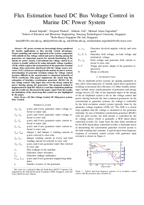 (PDF) Flux Estimation based DC Bus Voltage Control in Marine DC Power ...