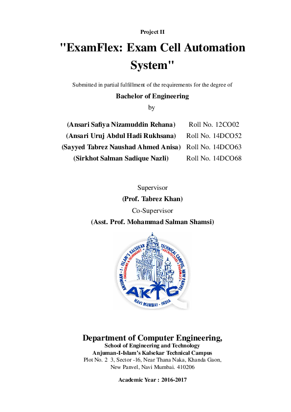 (PDF) "ExamFlex: Exam Cell Automation System"