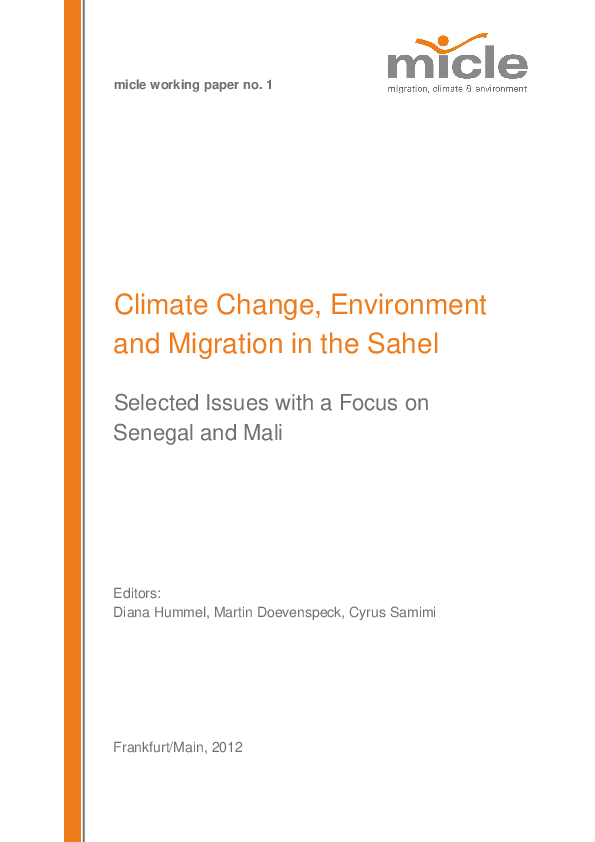 (PDF) Climate Change, Environment and Migration in the Sahel: Selected ...